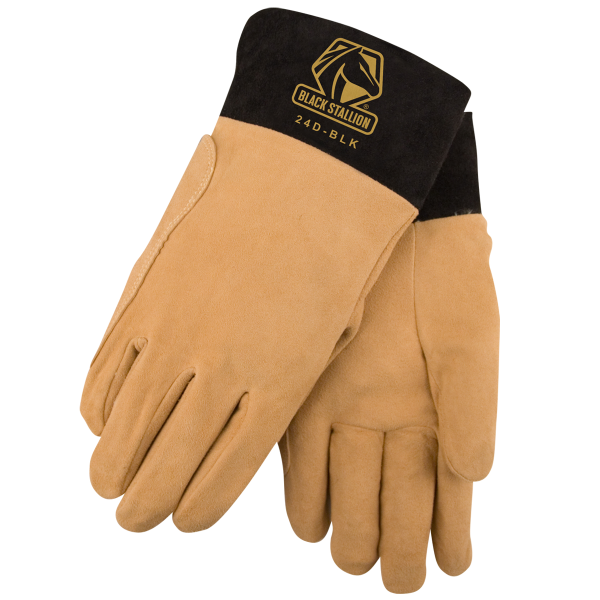 Black Stallion short cuff deerskin TIG welding glove #24D-BLK | Welder ...