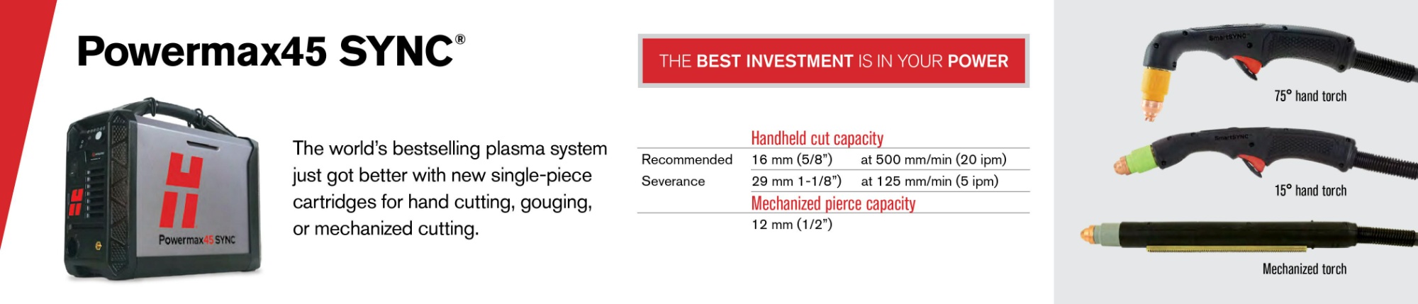 Powermax45 SYNC- 230V, 75° Torch, 20ft Lead #088560 | Welder Supply