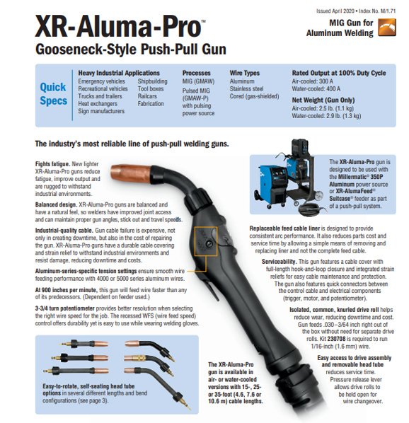 Miller® XR-Aluma Pro™ A Gun - 25ft. 301569 (Air Cooled) | Welder Supply