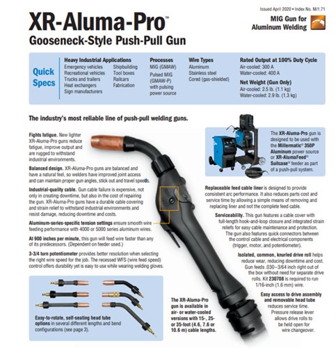 Miller® XR-Aluma Pro™ A Gun - 25ft. 301569 (Air Cooled) | Welder Supply